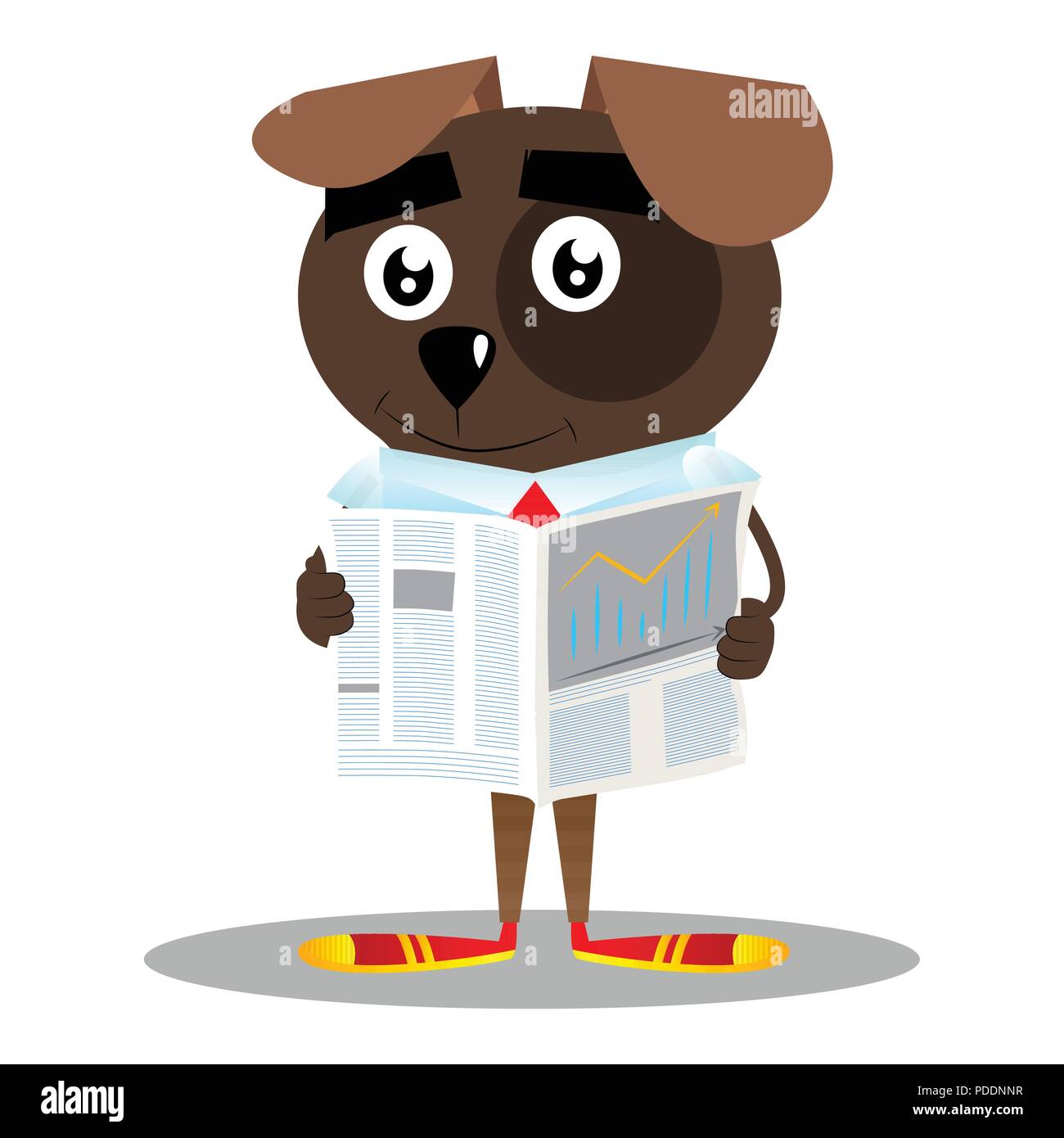 Cartoon vector illustrated business dog reading newspaper Stock Vector ...