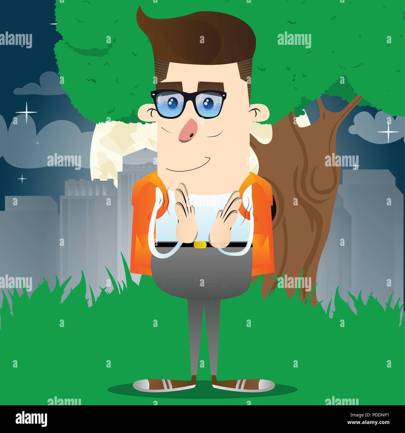 Schoolboy with clapping hands. Vector cartoon character illustration ...