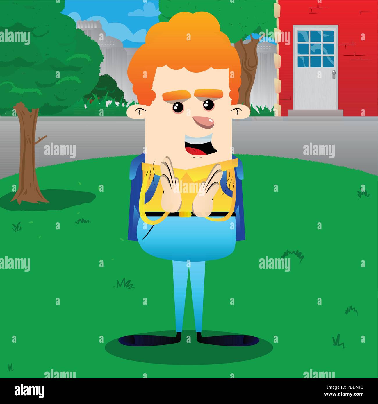 Schoolboy with clapping hands. Vector cartoon character illustration ...