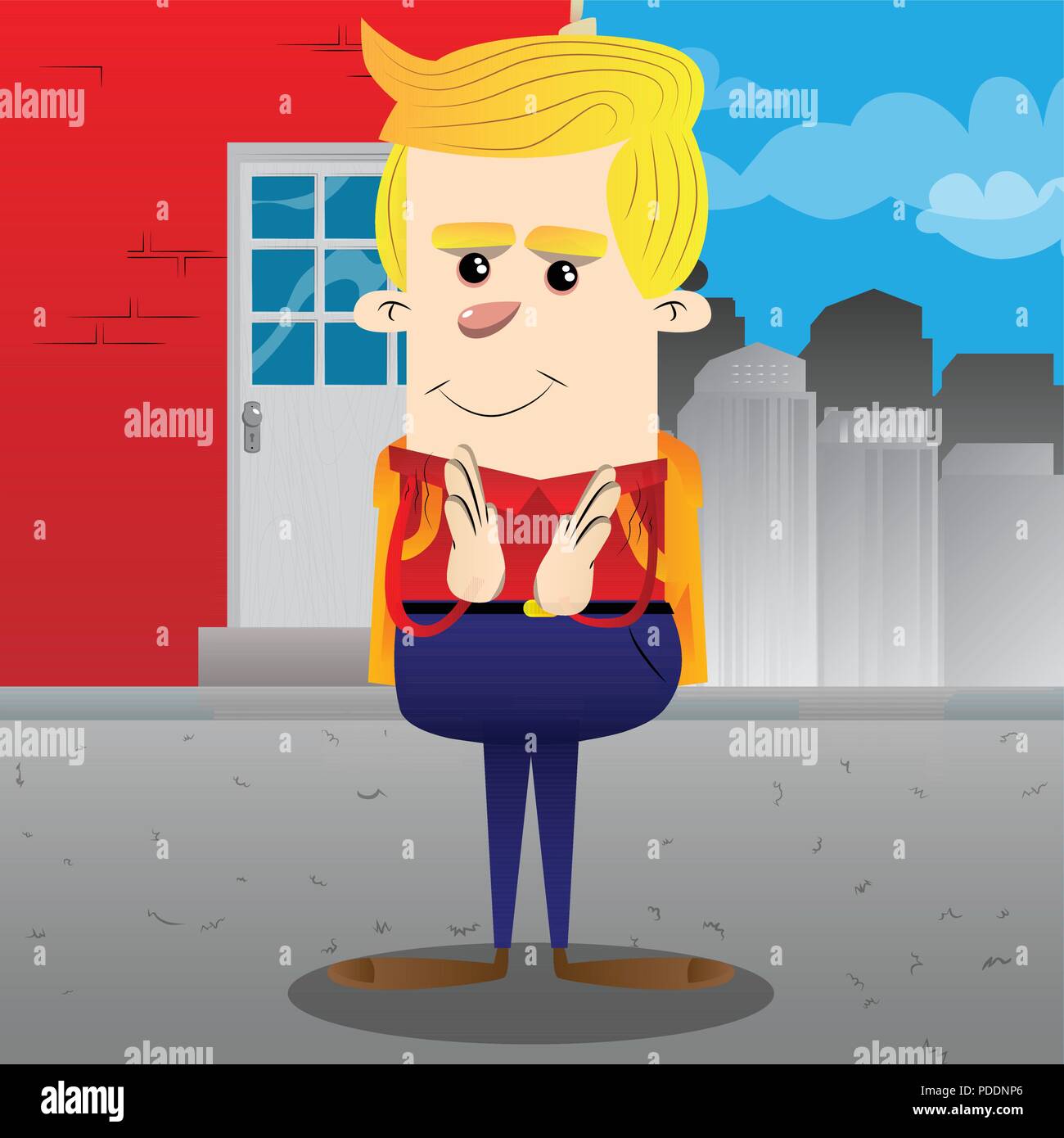 Schoolboy with clapping hands. Vector cartoon character illustration ...