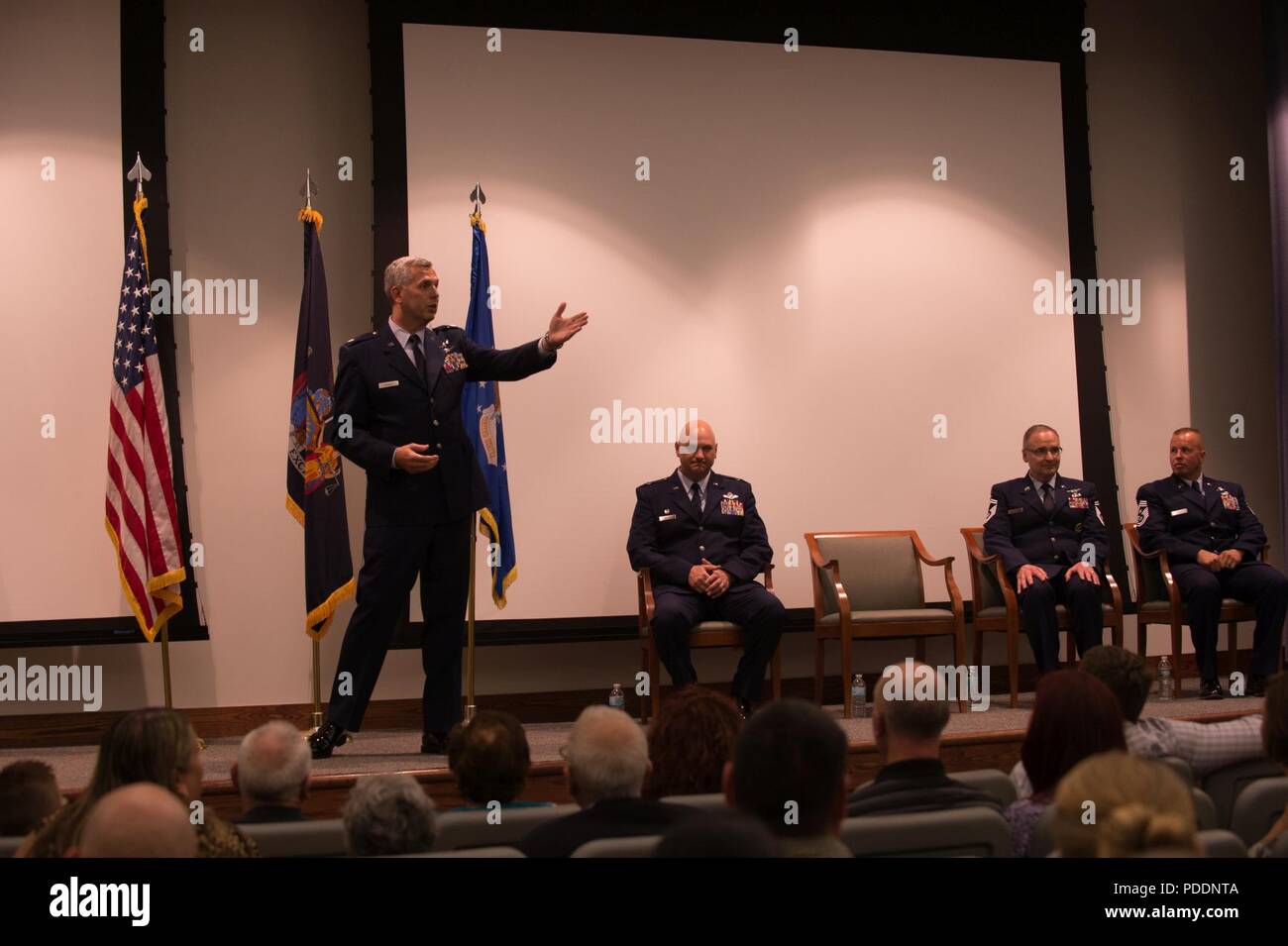 Lt. Col. Timothy P. Stanley, speaks to Airmen after taking command of ...