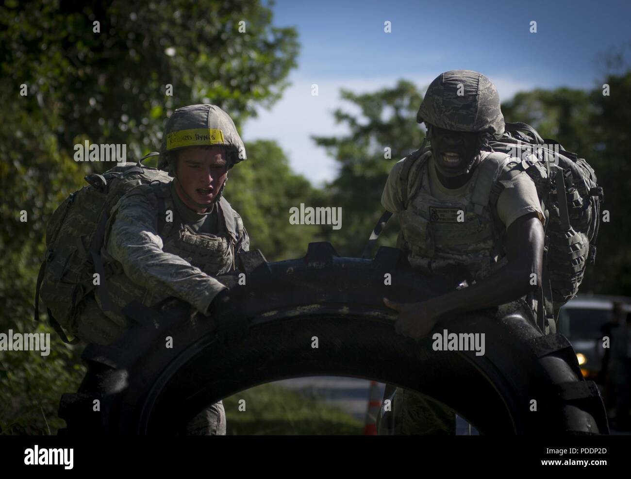 Airman 1st Class Richard Hynes, left, and Airman 1st Class Cornelius ...