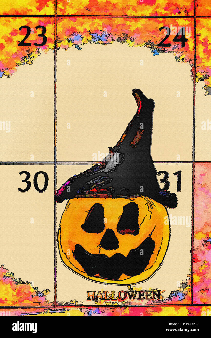 A scribbled, or doodled, jack-o-lantern marks the spot of Halloween on ...