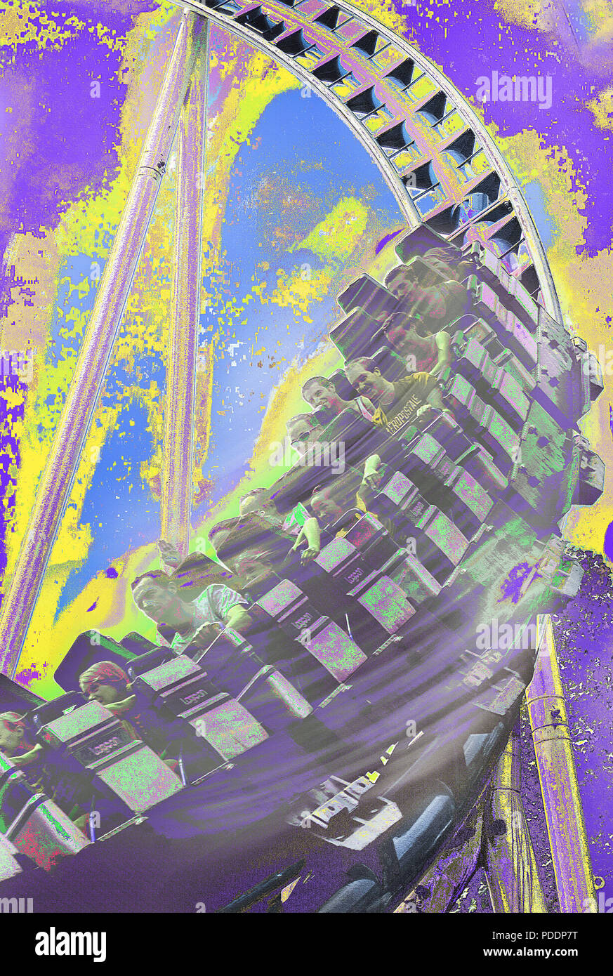 Double loop roller coaster hi-res stock photography and images - Alamy