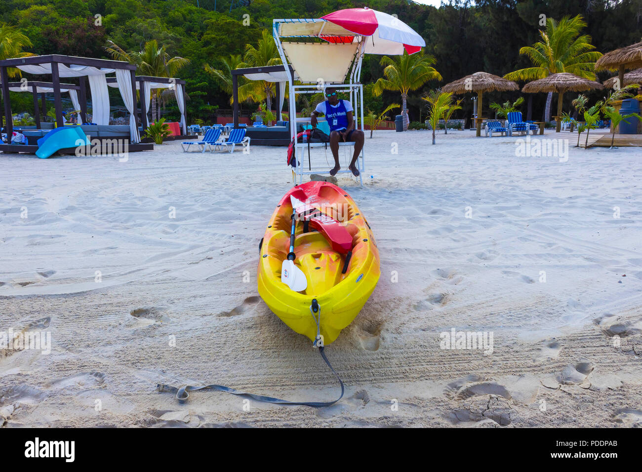 LABADEE, HAITI - MAY 01, 2018: Haitian rescue boat at Labadee Stock ...