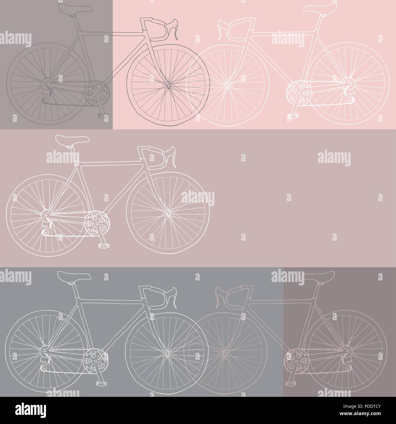 Bicycle vector card template in white, gray and pink colors palette ...