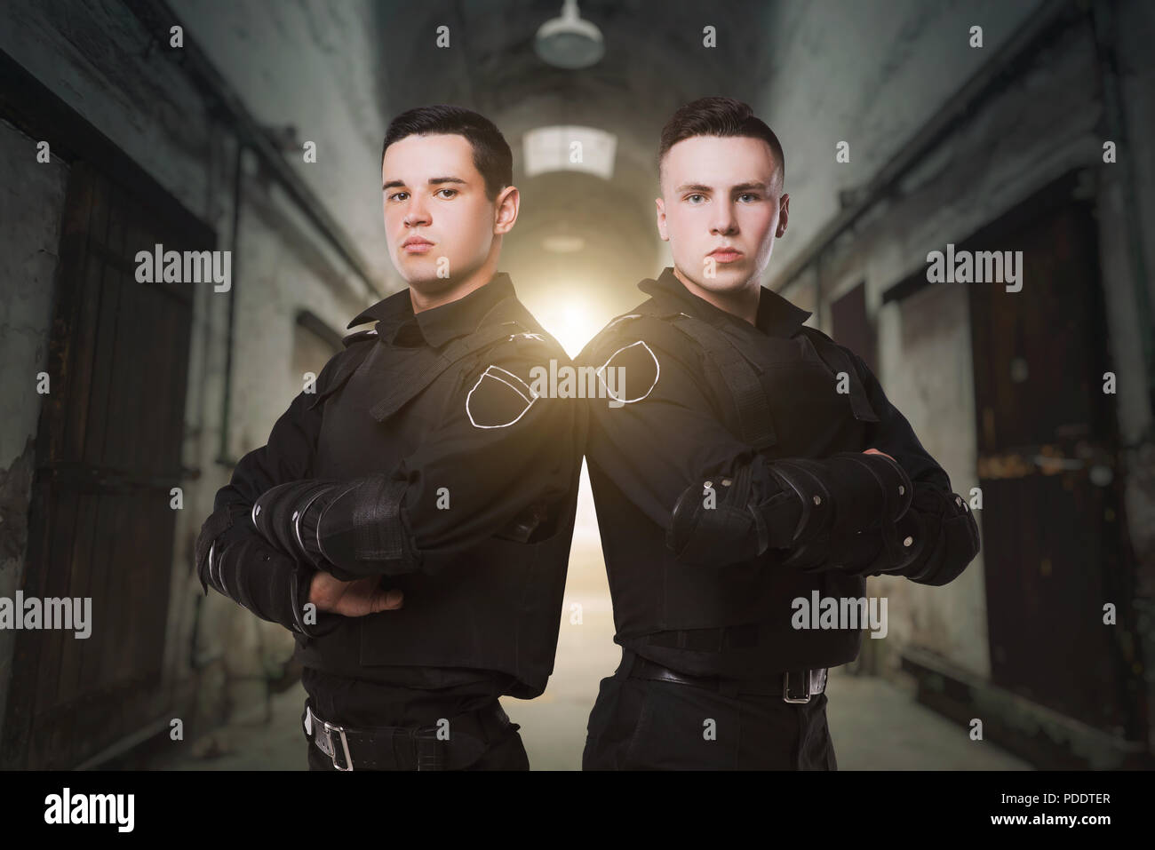 Police officers on guard of law concept Stock Photo - Alamy