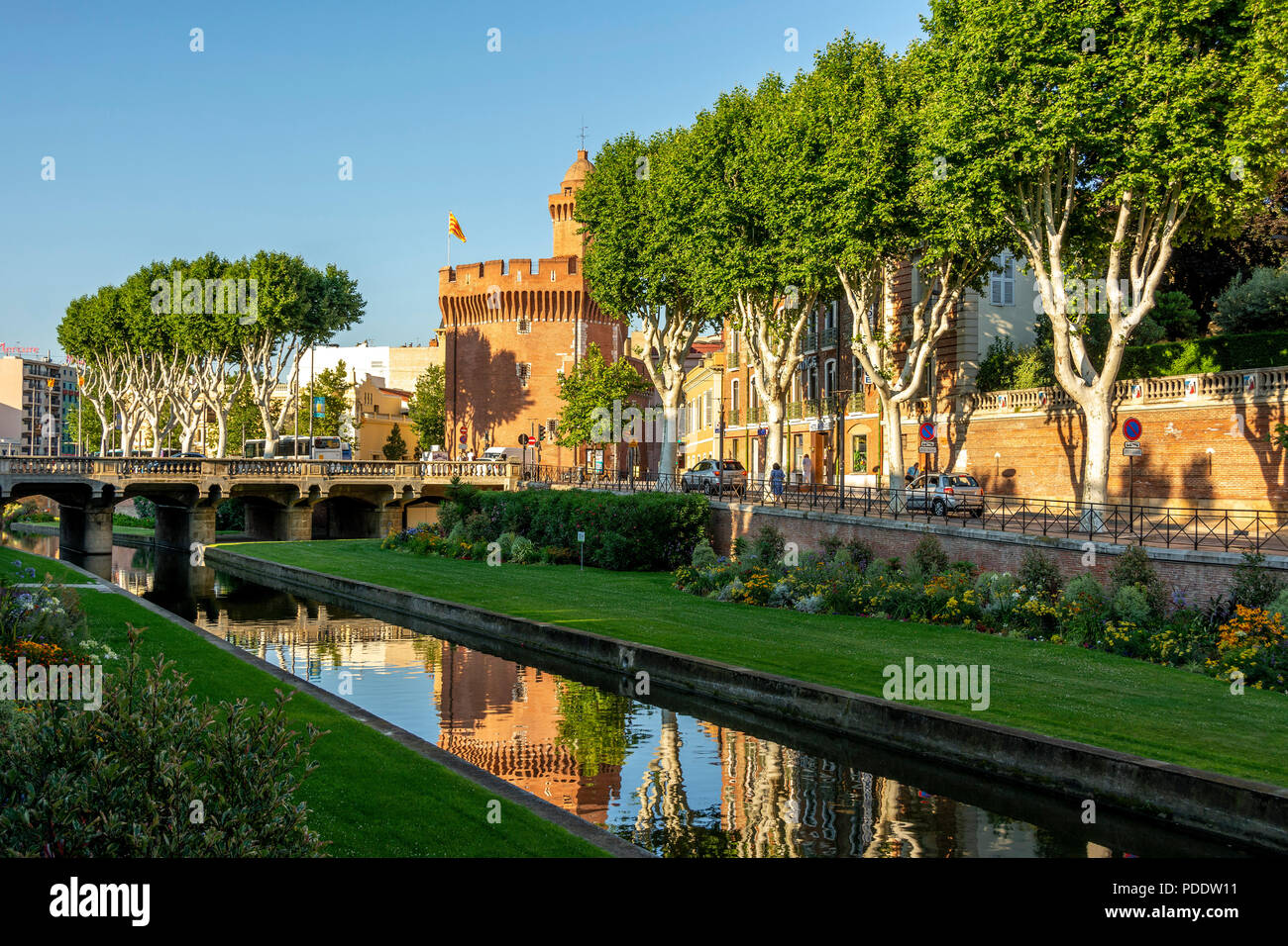 The city gate "Le Castillet", entrance of the old town of Perpignan ...