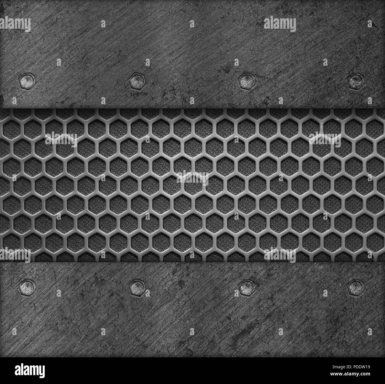 Abstract Steel or Metal Textured Panels with Rivets and Hexagonal Cells ...