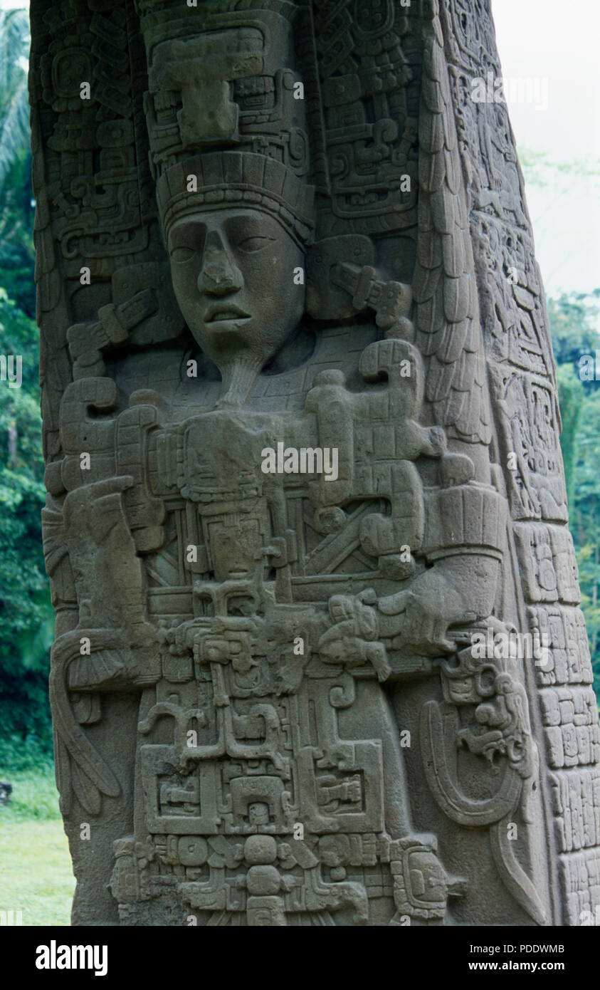 Detail of Stela D at Quirigua in Guatemala Stock Photo - Alamy