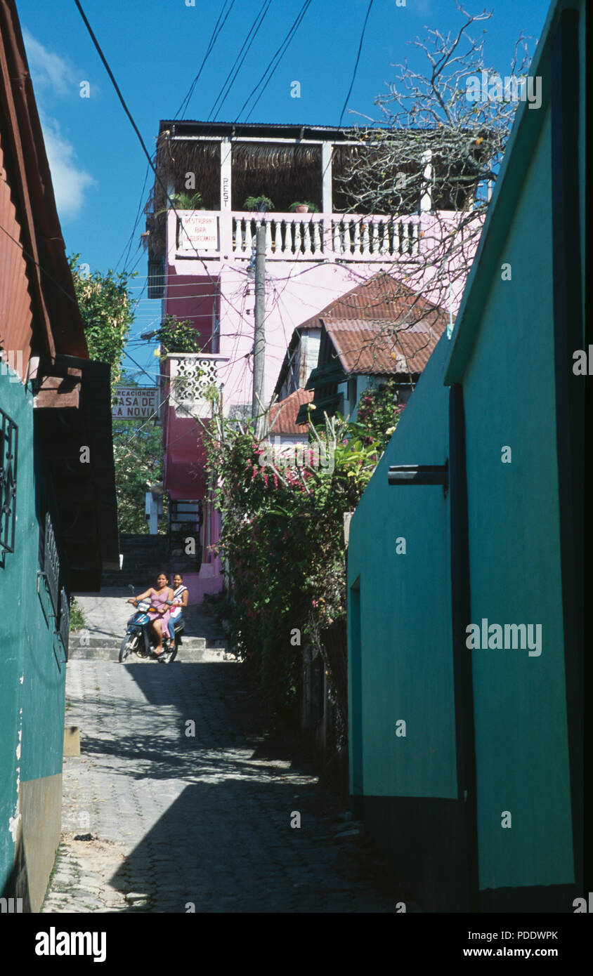Colourful buildings in Flores, Guatemala, FOR EDITORIAL USE ONLY Stock ...