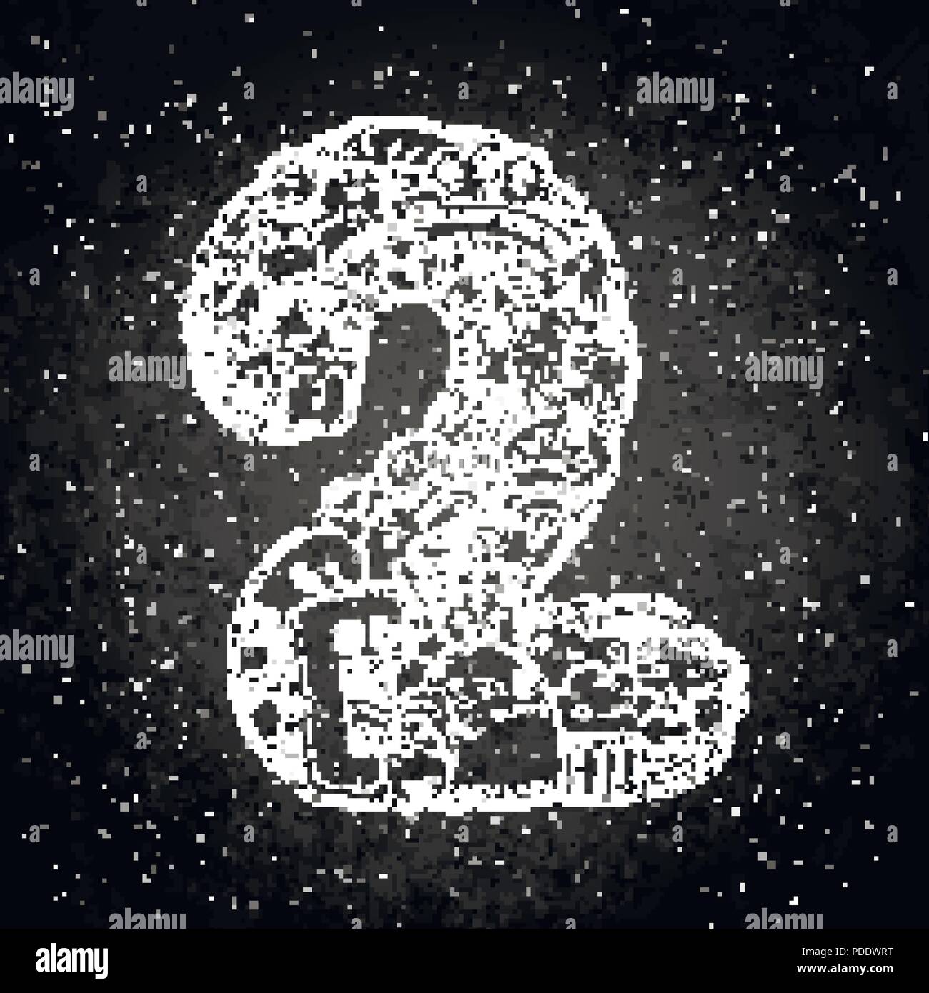 Number Two. Hand drawn doodled kids numbers. Cute monstred numbers ...