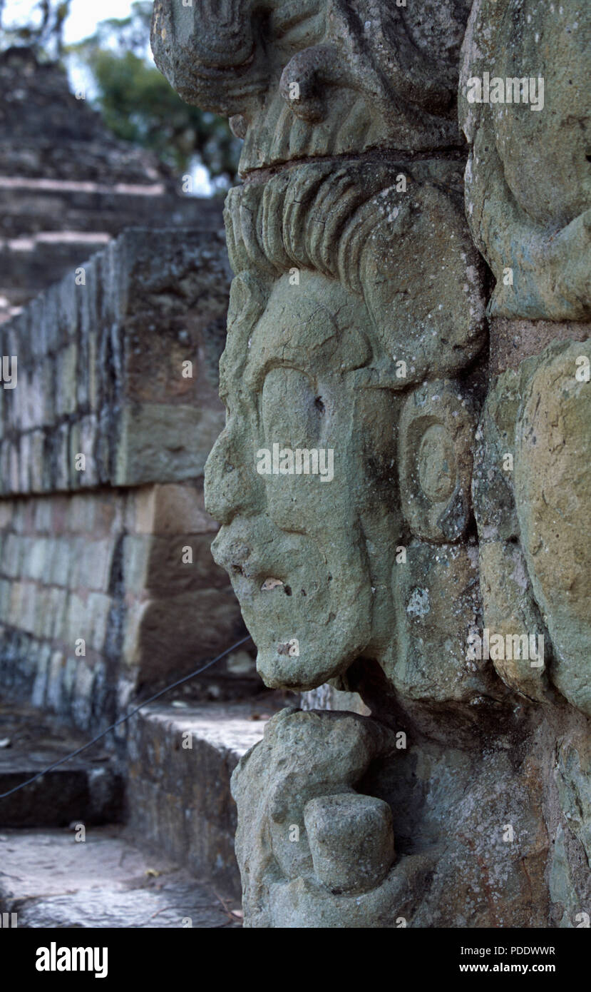Effigy of the Sun God in East Plaza, Copan, in Honduras Stock Photo - Alamy