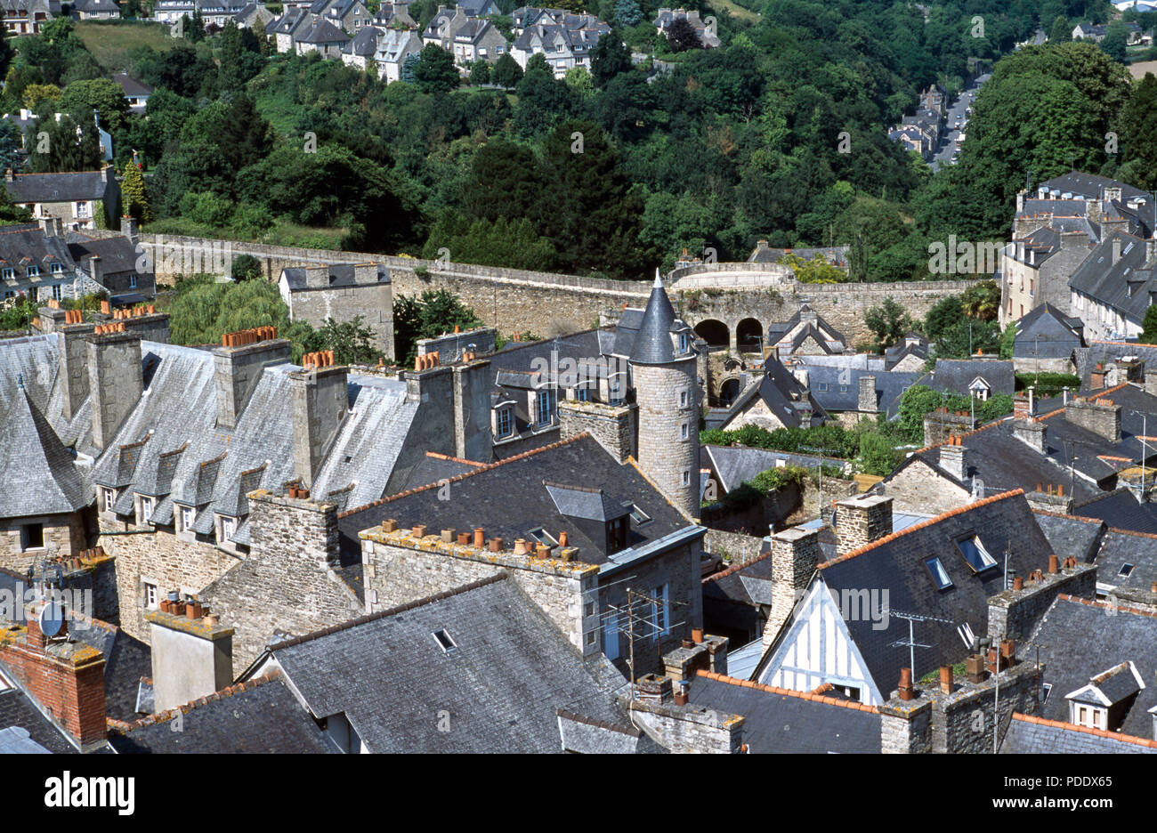 Medieval Dinan city walls, Brittany Stock Photo - Alamy