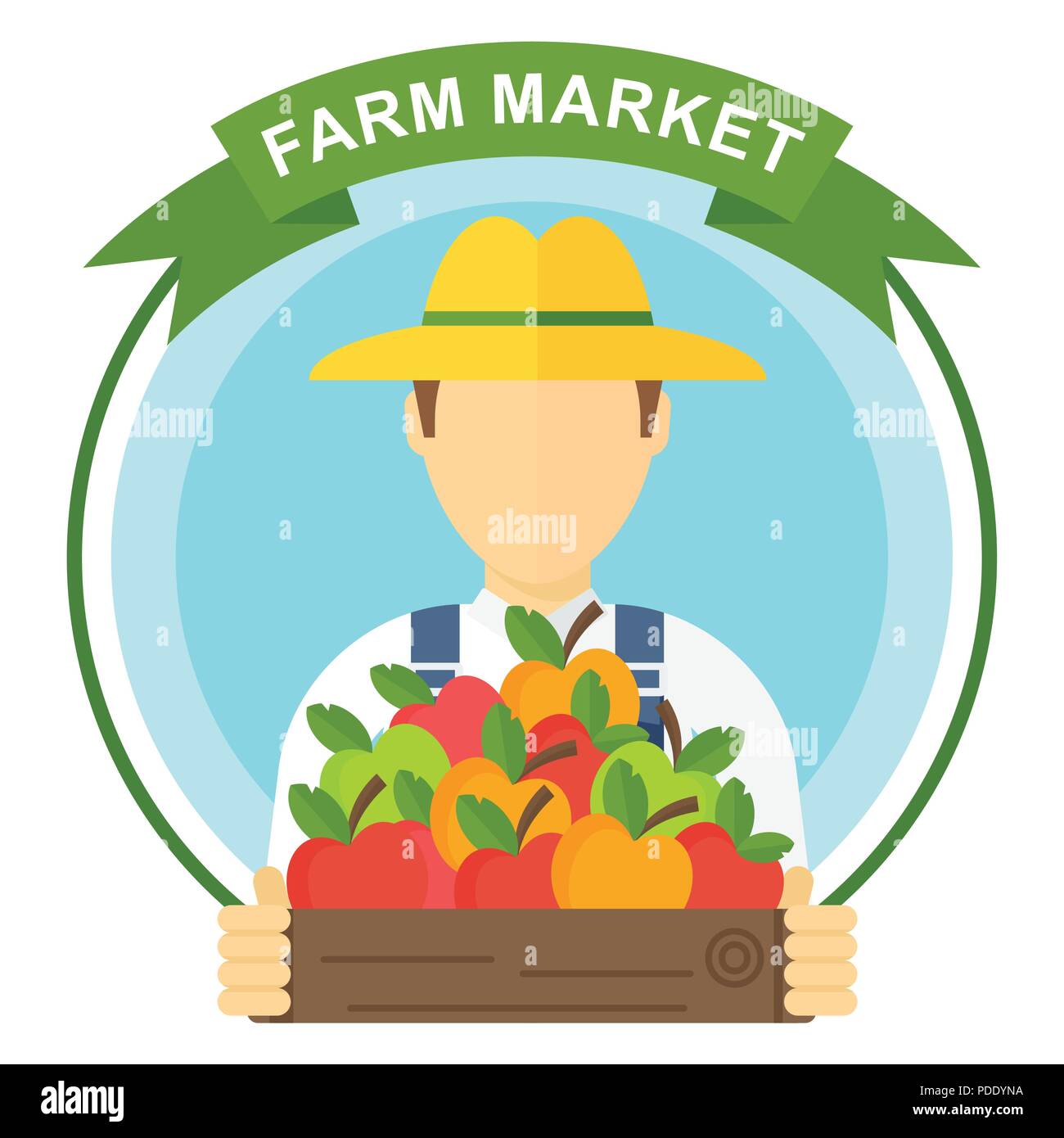 Apple picking logo, man with apple. Farmers characters Stock Vector ...