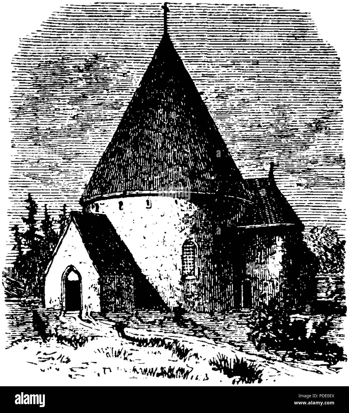 91 Byggnadskonsten, Hagby kyrka i Småland, Nordisk familjebok Stock ...