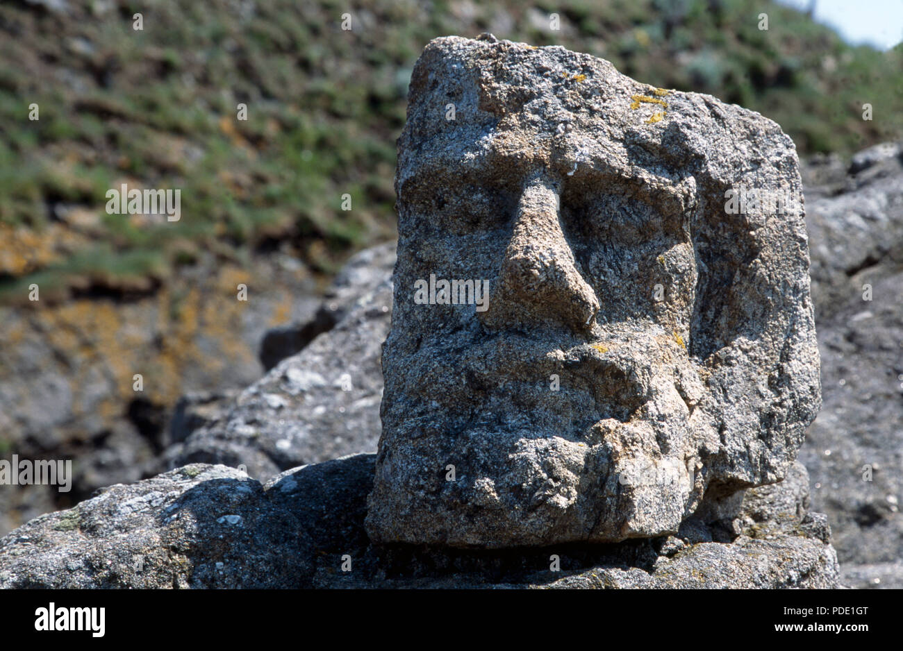 Sculptured rocks by Abbé Fouré at Rothéneuf in St.Malo, Brittany Stock ...