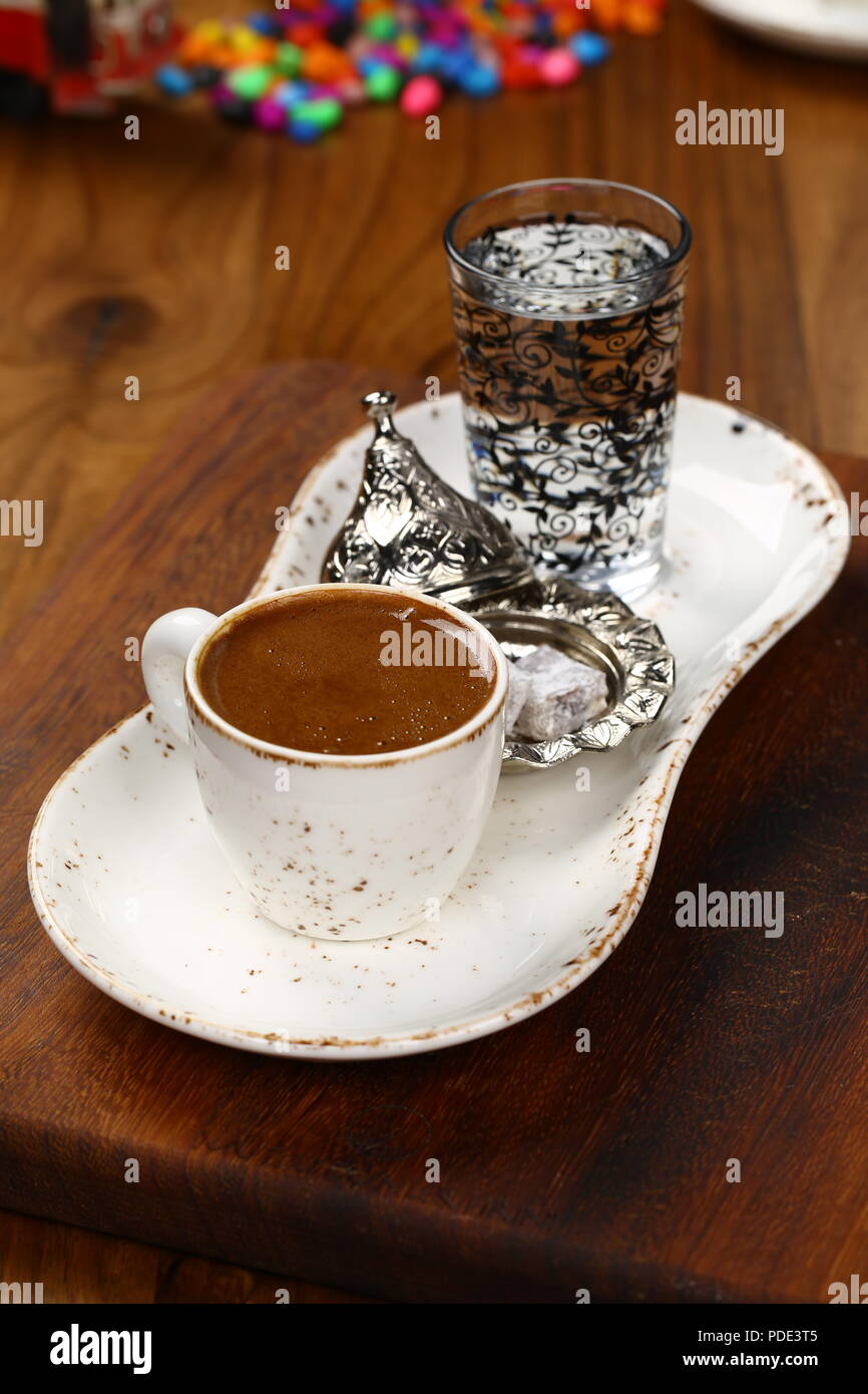 Traditional Turkish coffee served Stock Photo - Alamy