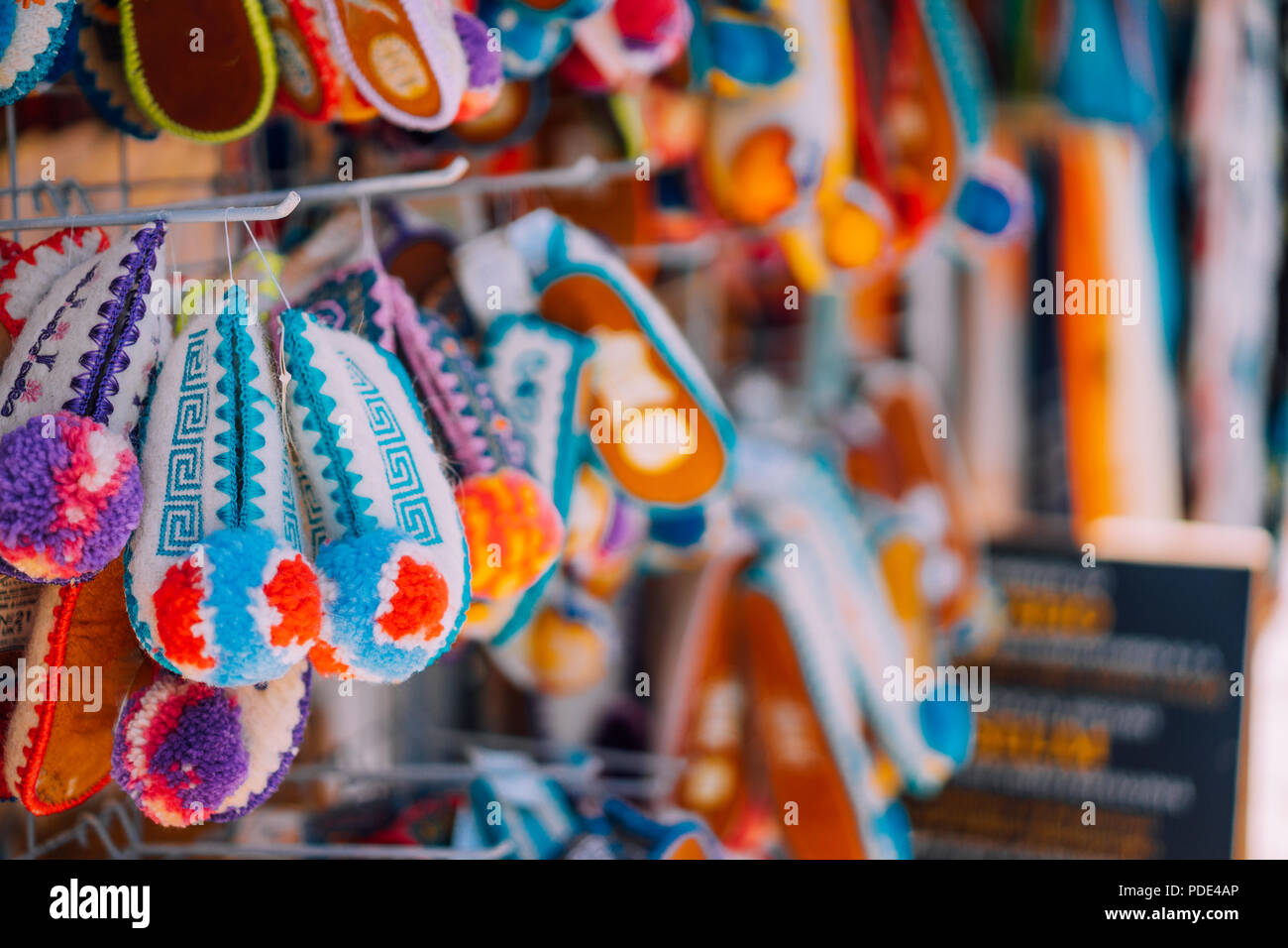 Regional traditional greek souvenir shoes slipper Tsarouchi. Greece ...