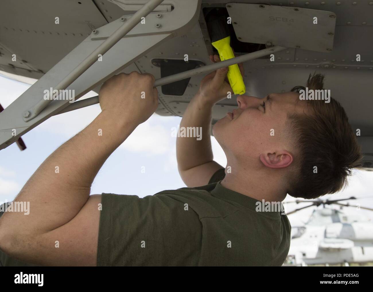 Lance Cpl. Dennis Rahe, helicopter airframe mechanic, Marine Light ...
