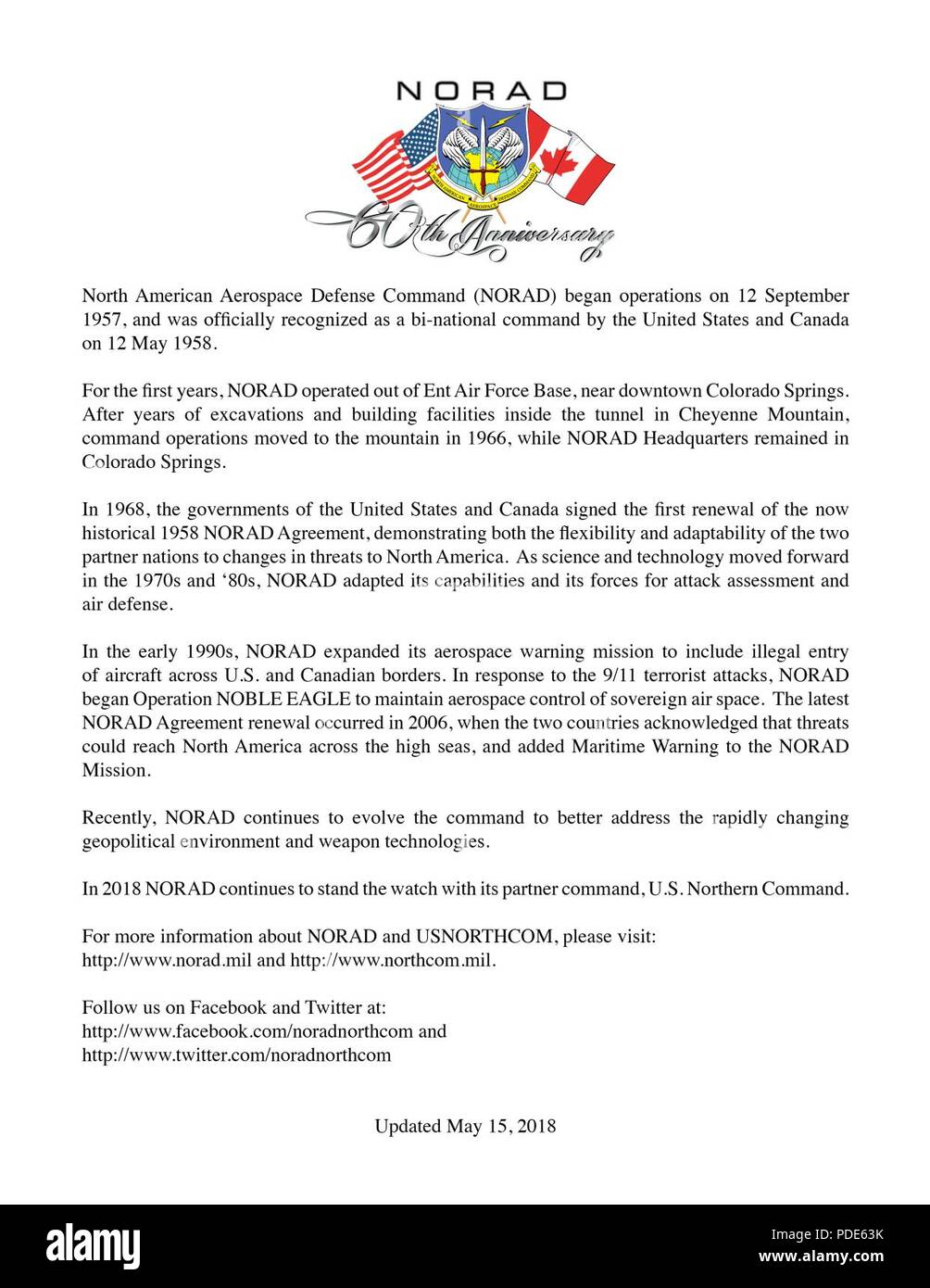 The North American Aerospace Defense Command's official fact sheet ...