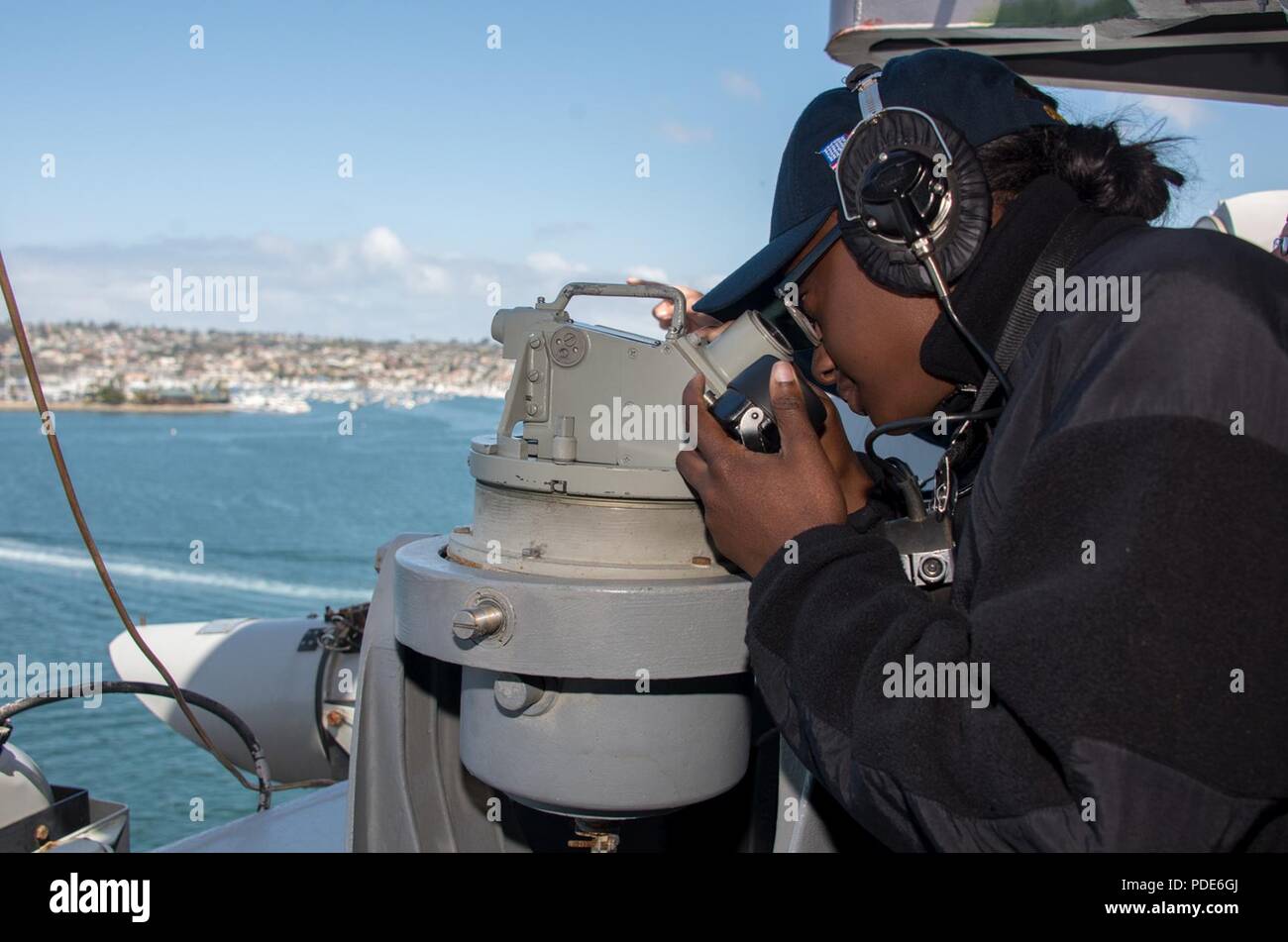 SAN DIEGO (May 14, 2018) Quartermaster Seaman Kiarah Cooper takes a ...