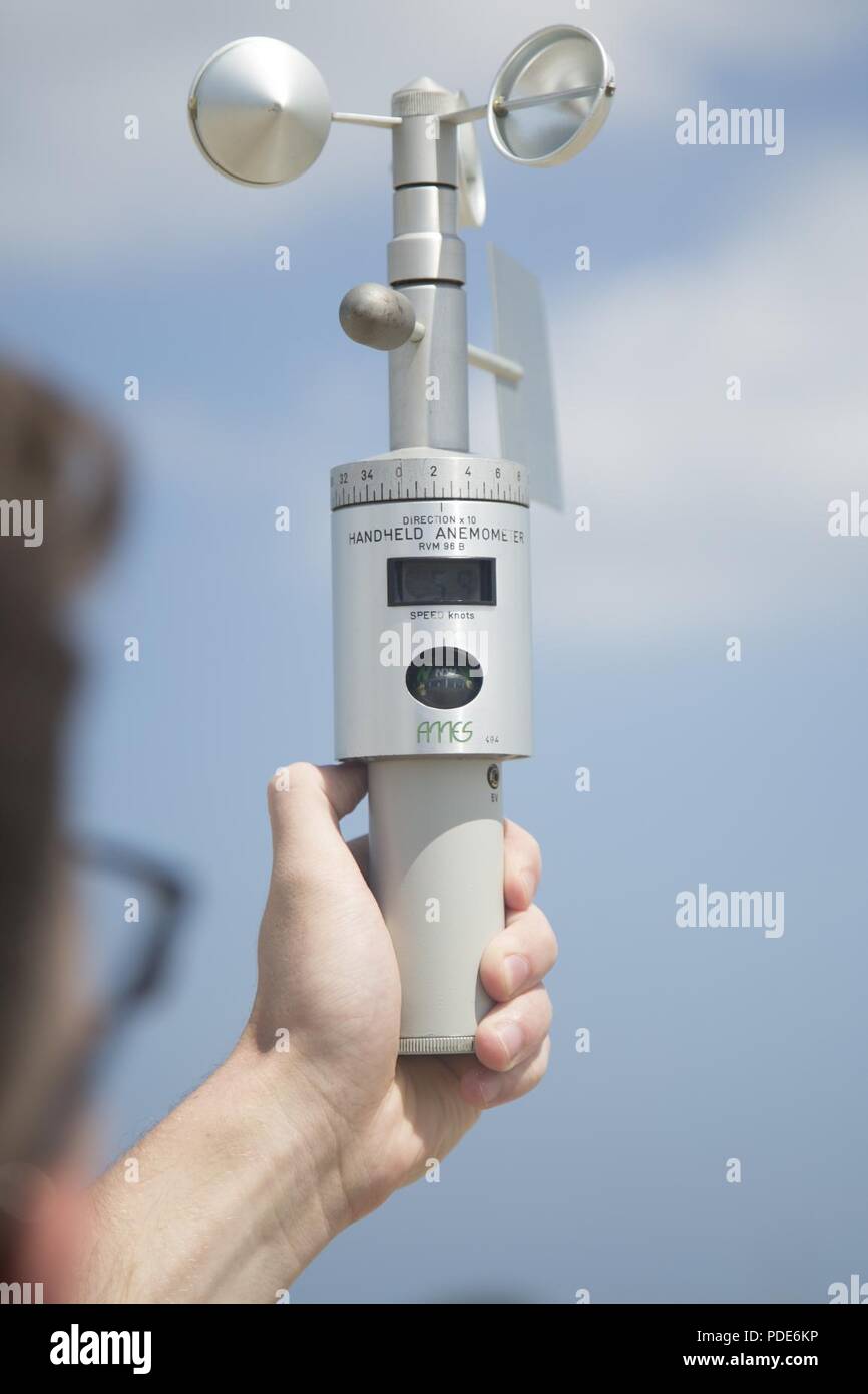 MCAS FUTENMA, OKINAWA, Japan – The handheld anemometer is used to read ...
