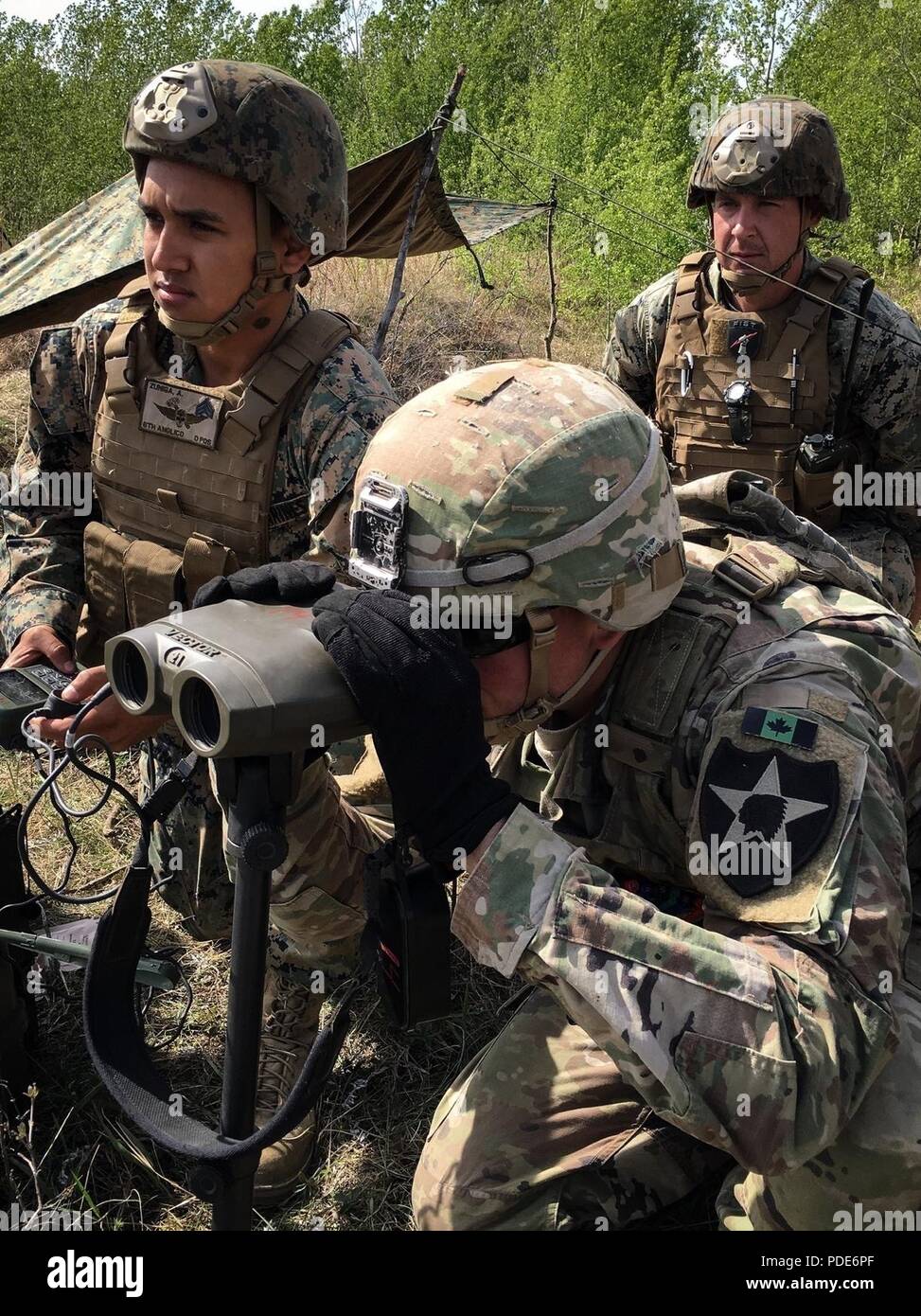 U.S. Marine Capt. Mason Sean (back right), field artillery officer ...