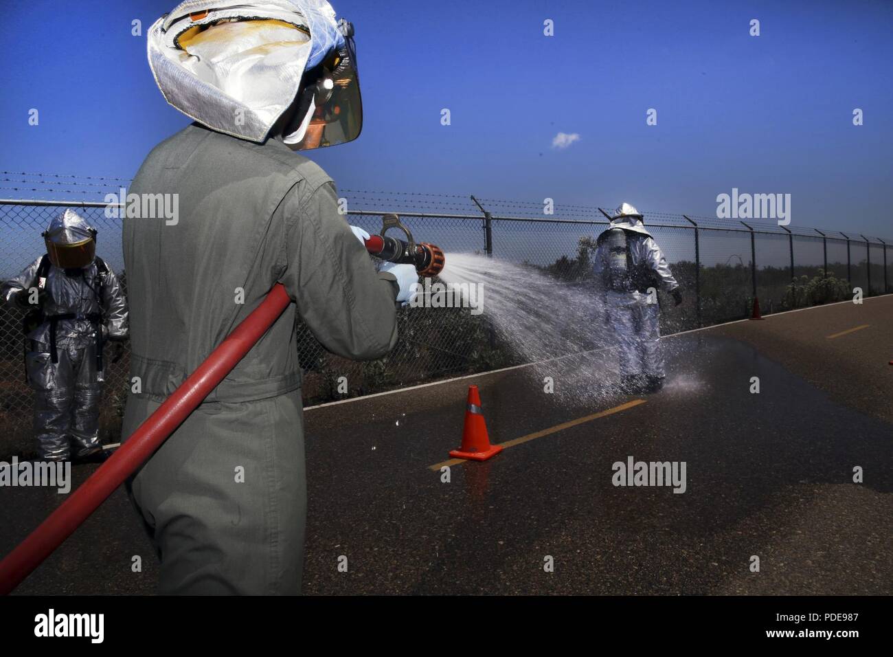 Pfc. Connor Mize, a hazardous material (HAZMAT) entry team technician ...