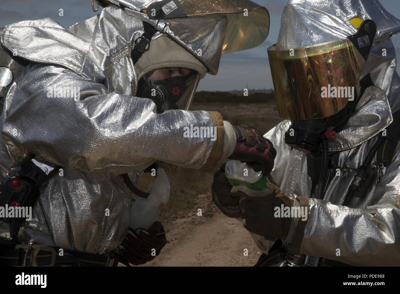 Lance Cpl. Alex Herrero, a hazardous material (HAZMAT) entry team ...