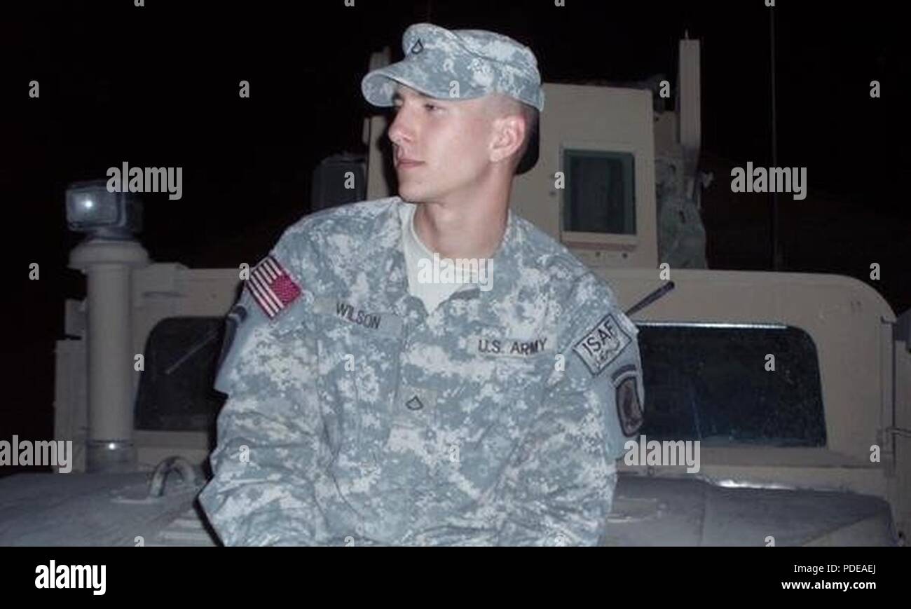 U.S. Army Pfc. Thomas R. Wilson is pictured during deployment in ...