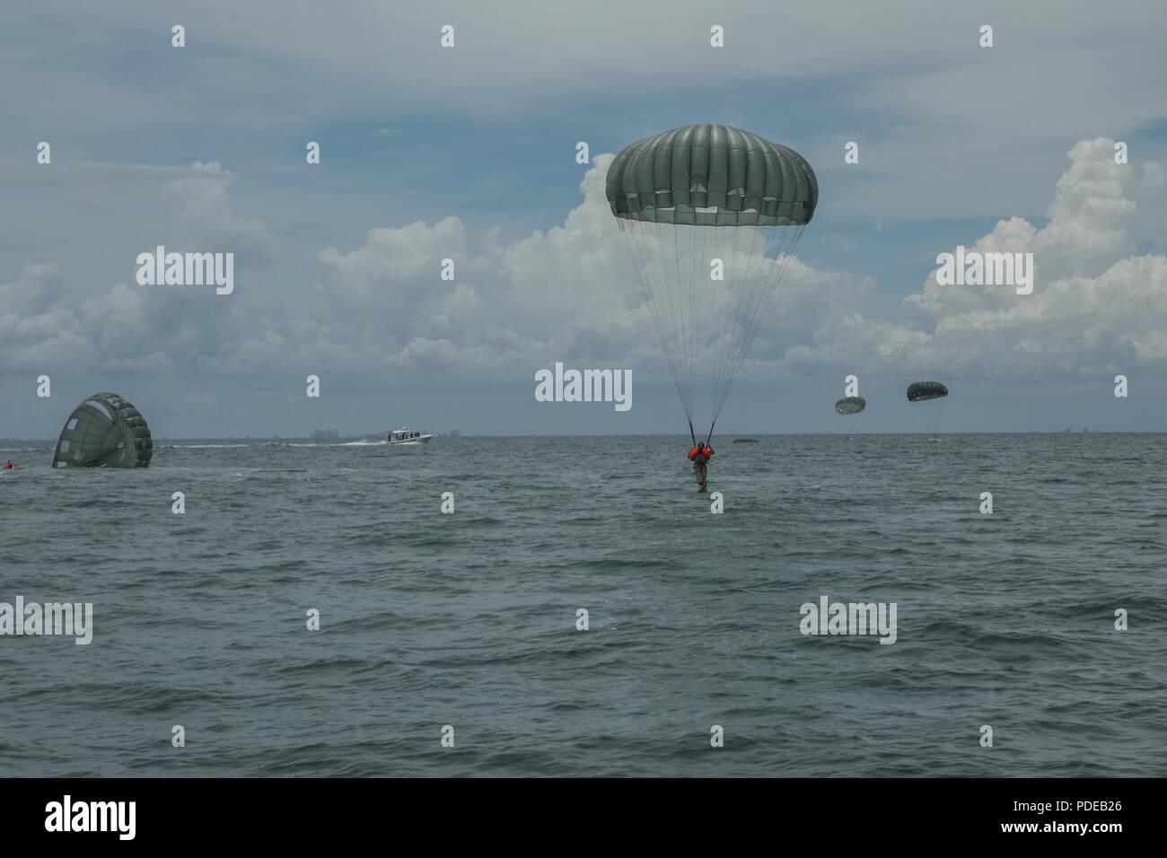U.S. Army Paratroopers participate in a Deliberate Water Operation on ...