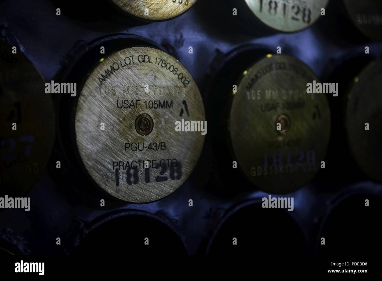 105mm target practice rounds lay in storage for future missions at ...