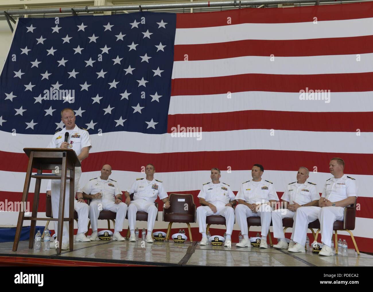 OKINAWA, Japan (May 19, 2018) Cmdr. Bryan P. Hager delivers his final ...