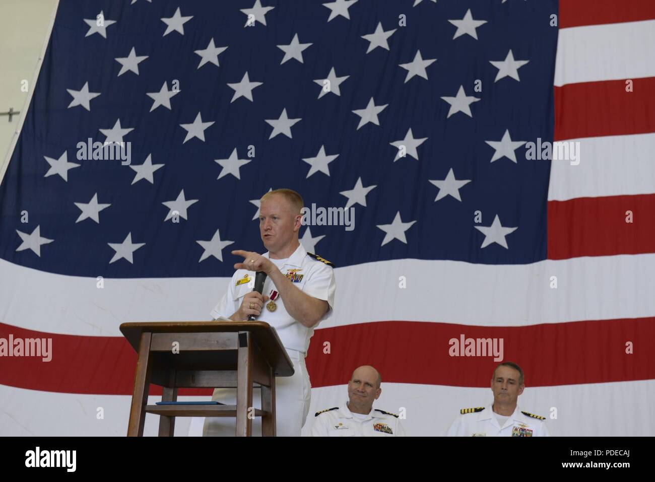 OKINAWA, Japan (May 19, 2018) Cmdr. Bryan P. Hager delivers his final ...