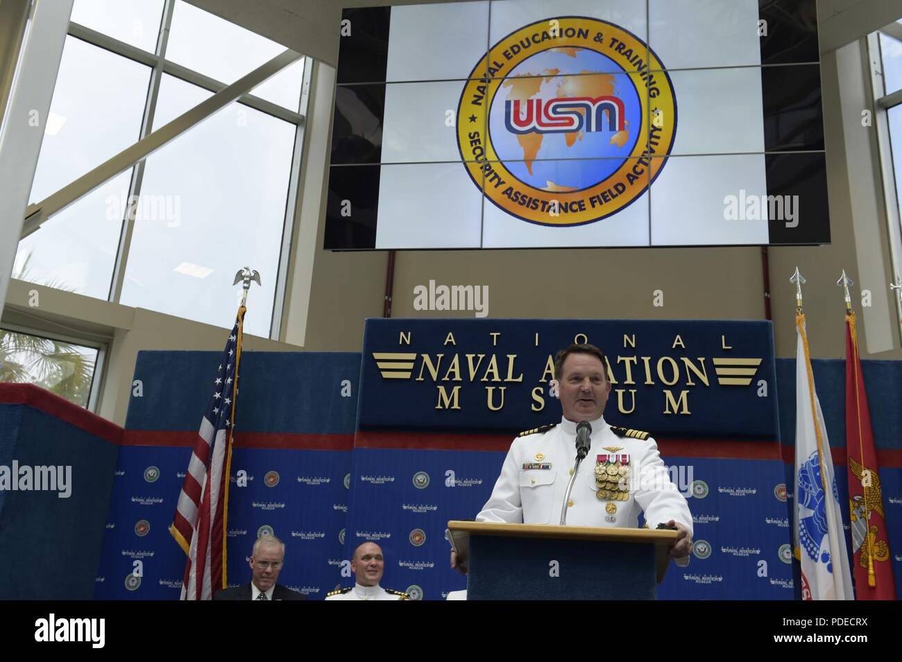 Fla. (May 18, 2018) Capt. Mark Truluck addresses the audience after ...