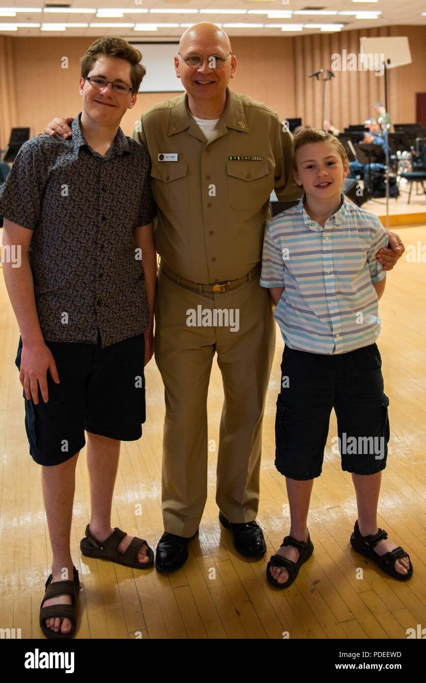 WASHINGTON (May 18, 2018) Master Chief Musician Bill Gray is pinned by ...