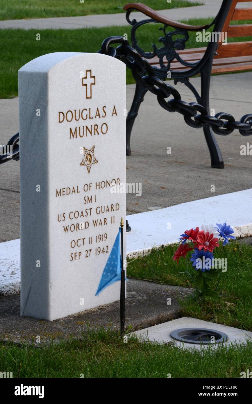 The headstone for the grave of Coast Guard Signalman First Class ...