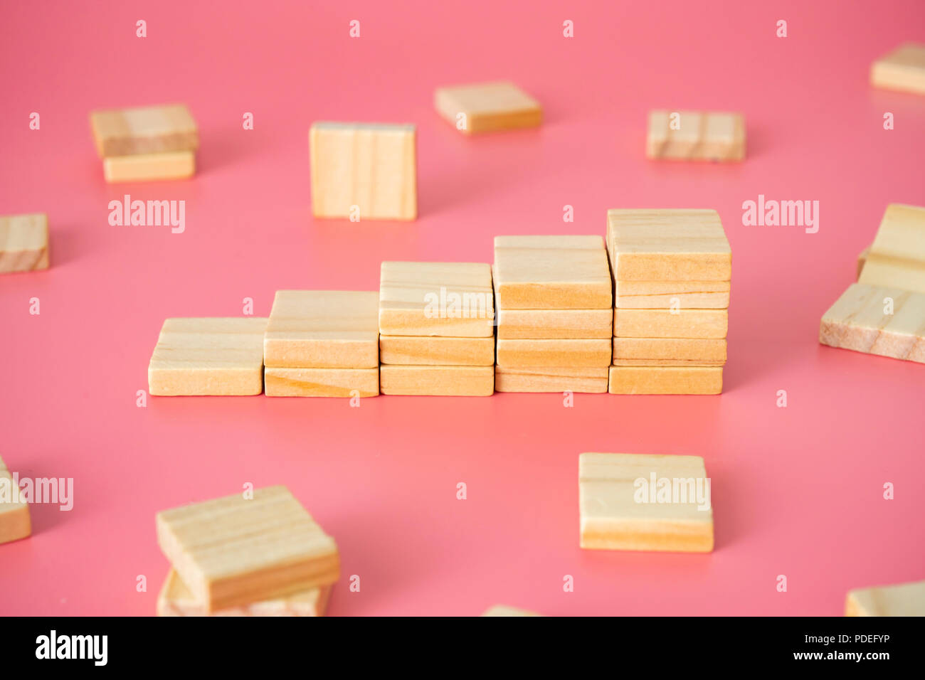 Wood block stacking as step stair. Business concept for growth success ...