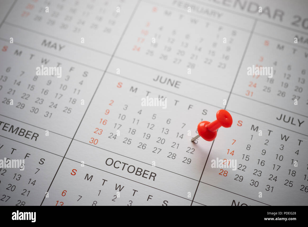 Calendar pinned on June 15 2018 Stock Photo - Alamy