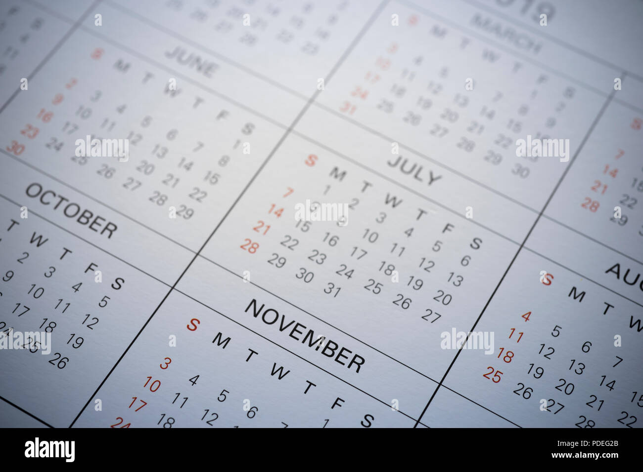 Closed up of calendar 2019 Stock Photo - Alamy