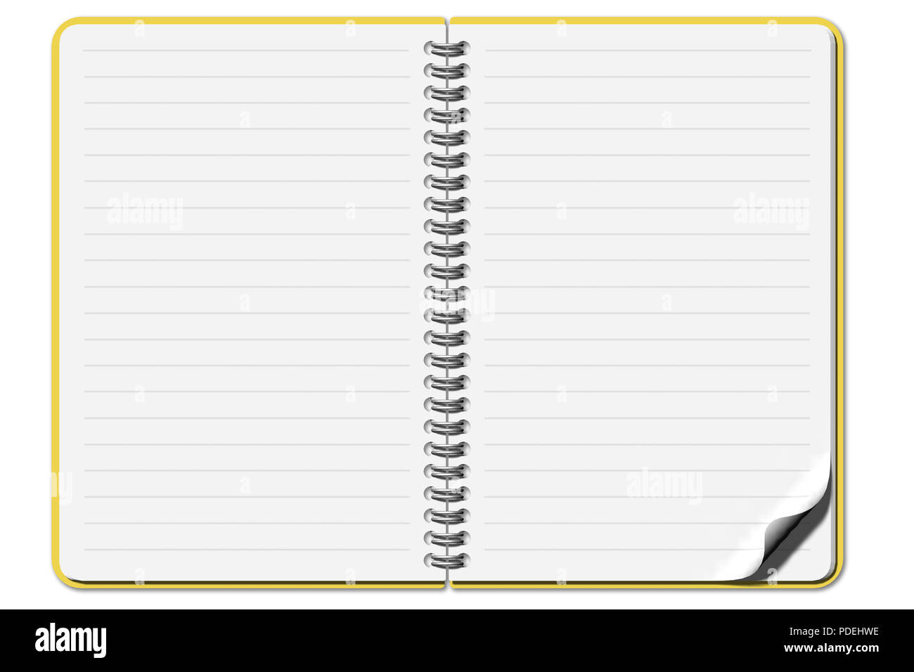 Notepad lined sheets open and empty with possibility of writing text ...