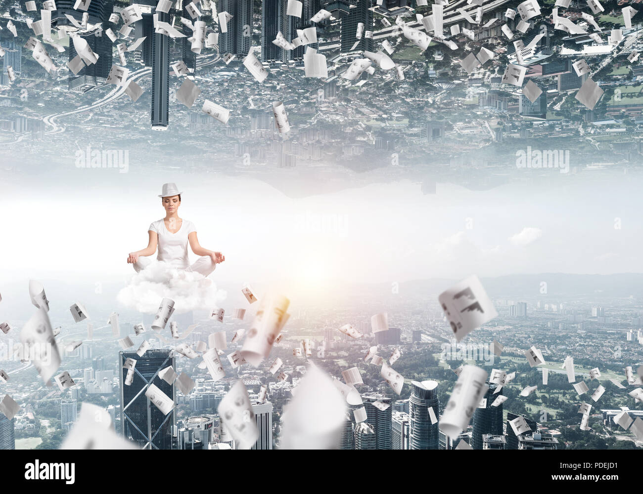 Young woman keeping mind conscious Stock Photo - Alamy