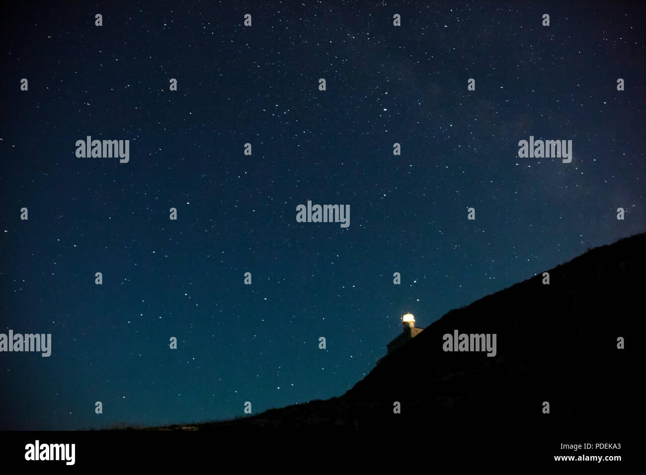 Lighthouse in night on a remote island of Palagruža in Croatian ...