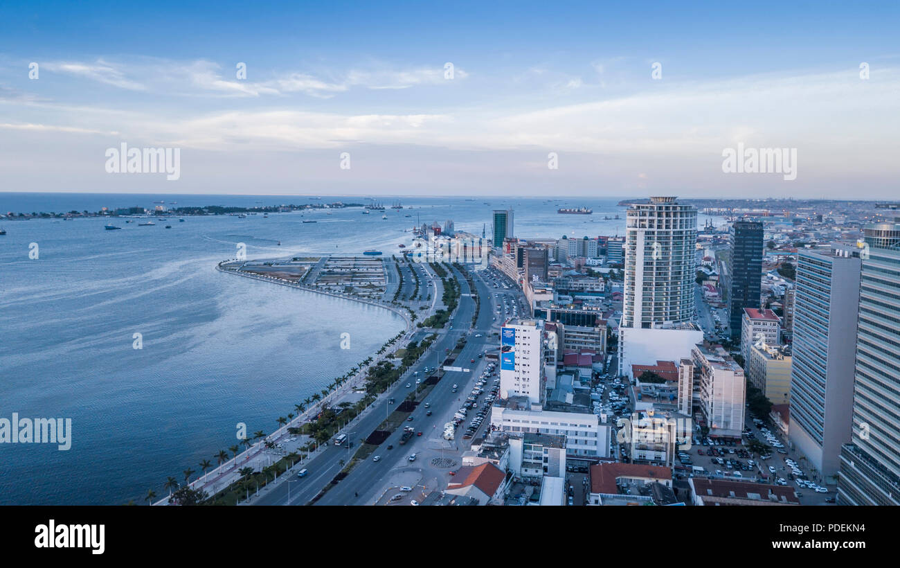 Aerial photograph of the marginal of Luanda, Angola. Africa.Difference ...