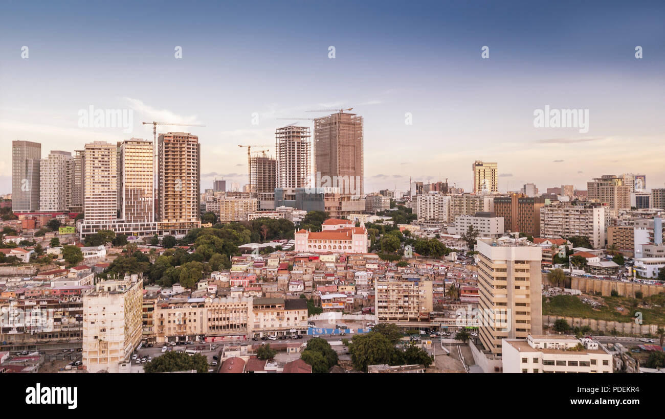 Aerial photograph of the marginal of Luanda, Angola. Africa.Difference ...