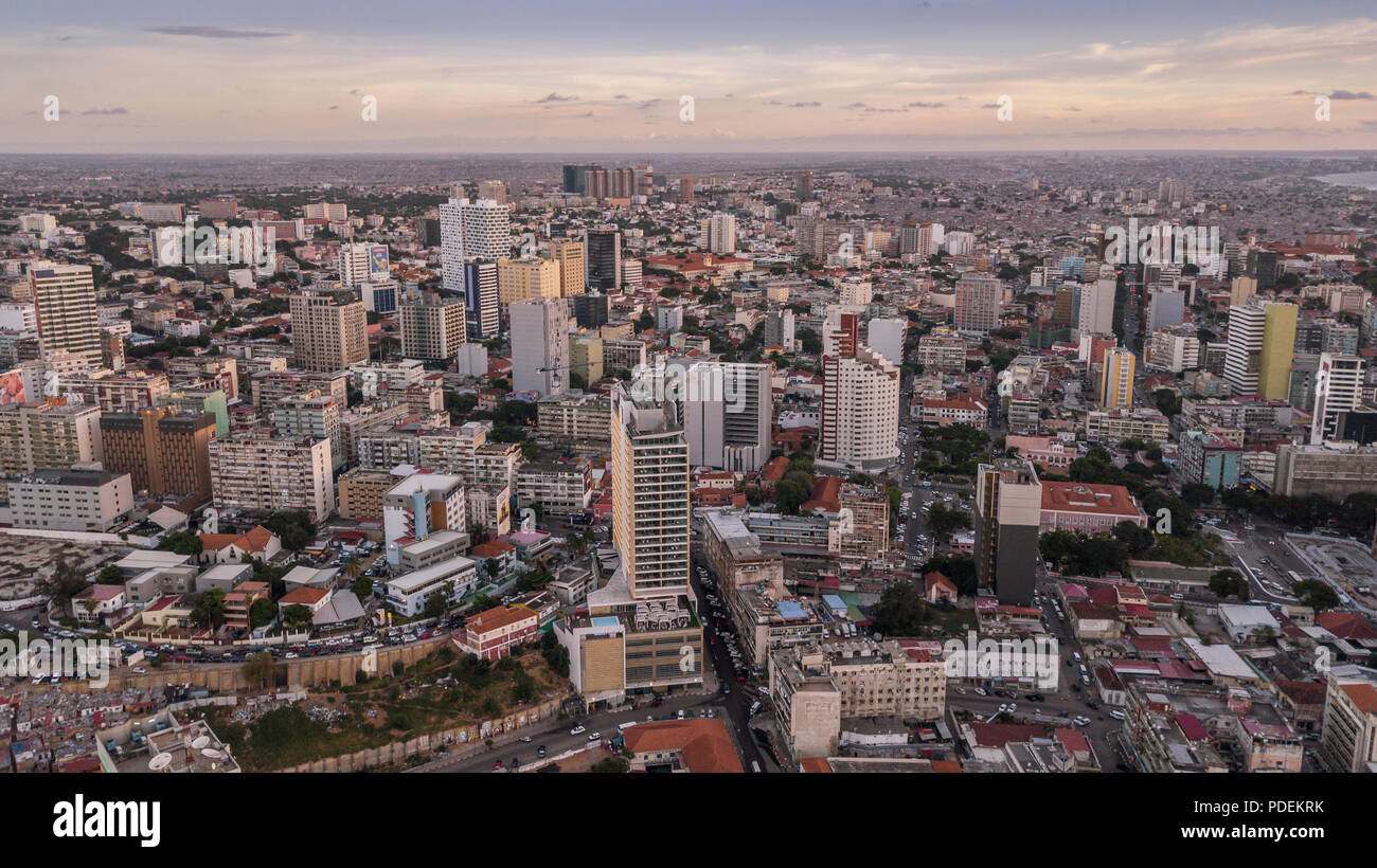Aerial photograph of the marginal of Luanda, Angola. Africa.Difference ...
