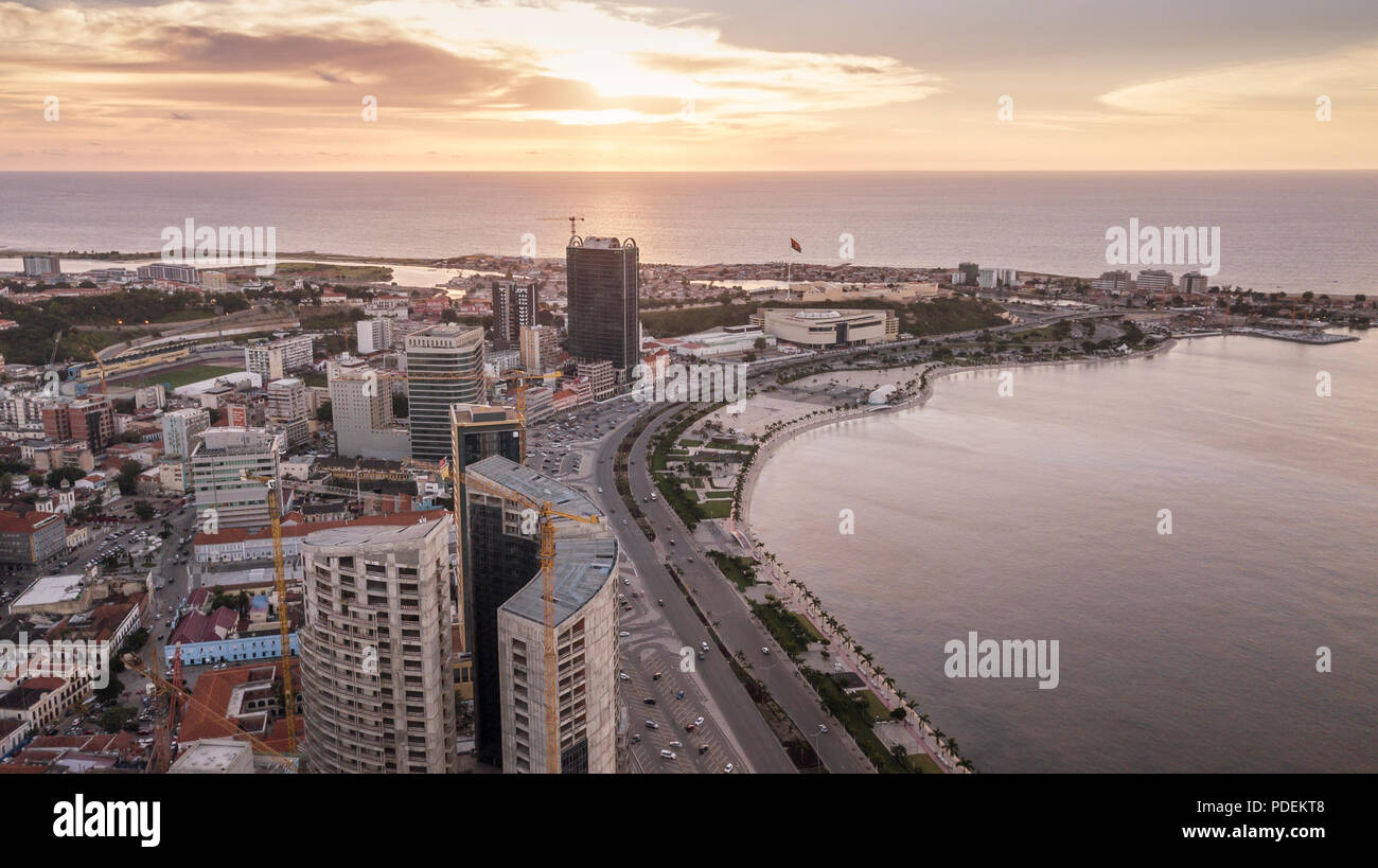 Aerial photograph of the marginal of Luanda, Angola. Africa.Difference ...