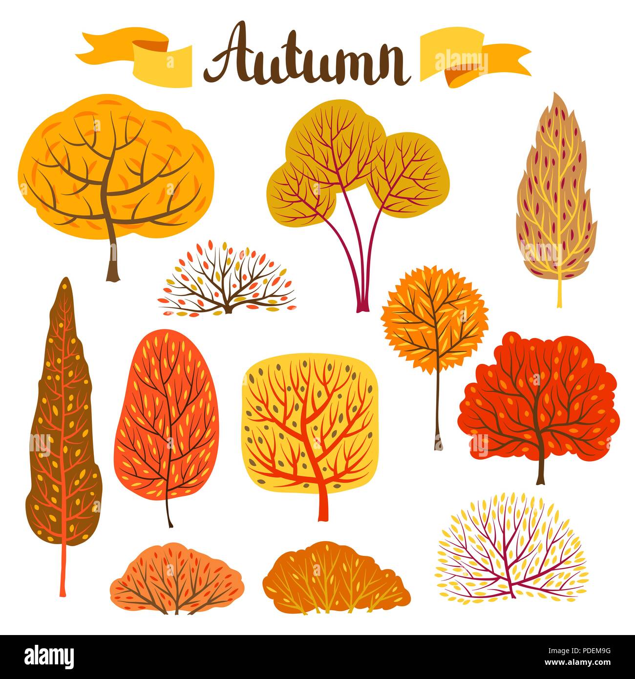 Autumn forest scene trees Stock Vector Images - Alamy