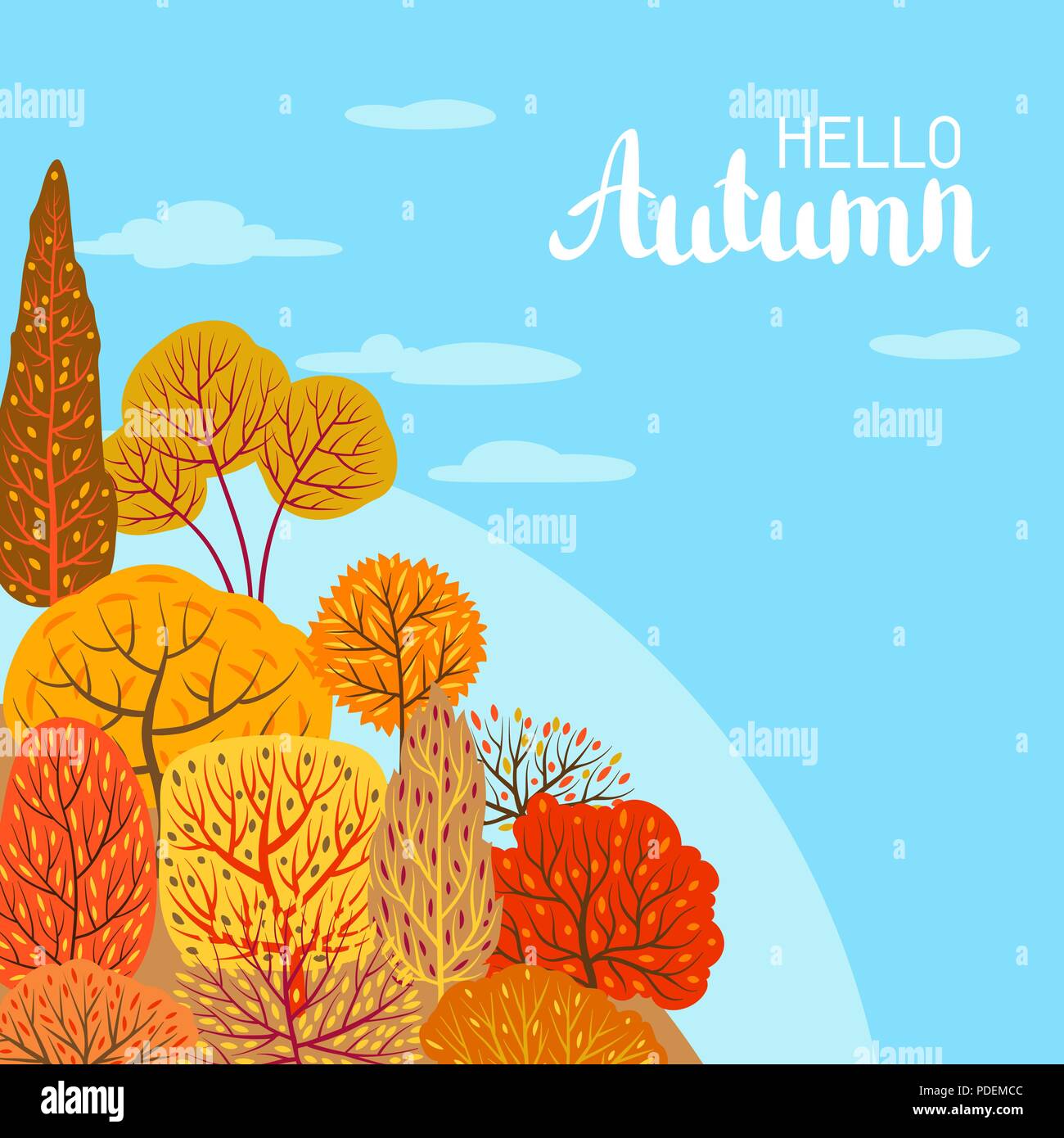 Autumn forest scene trees Stock Vector Images - Alamy